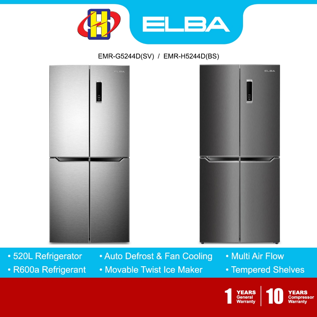 Elba Refrigerator (520 L) Inverter 4-Doors Touch Control Panel EMR ...