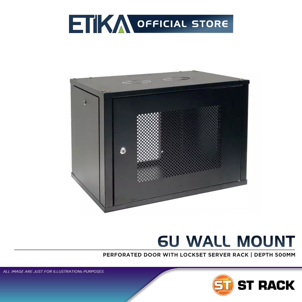 6U Wall Mount | Perforated Door with Lockset Server Rack | Depth 500mm ...