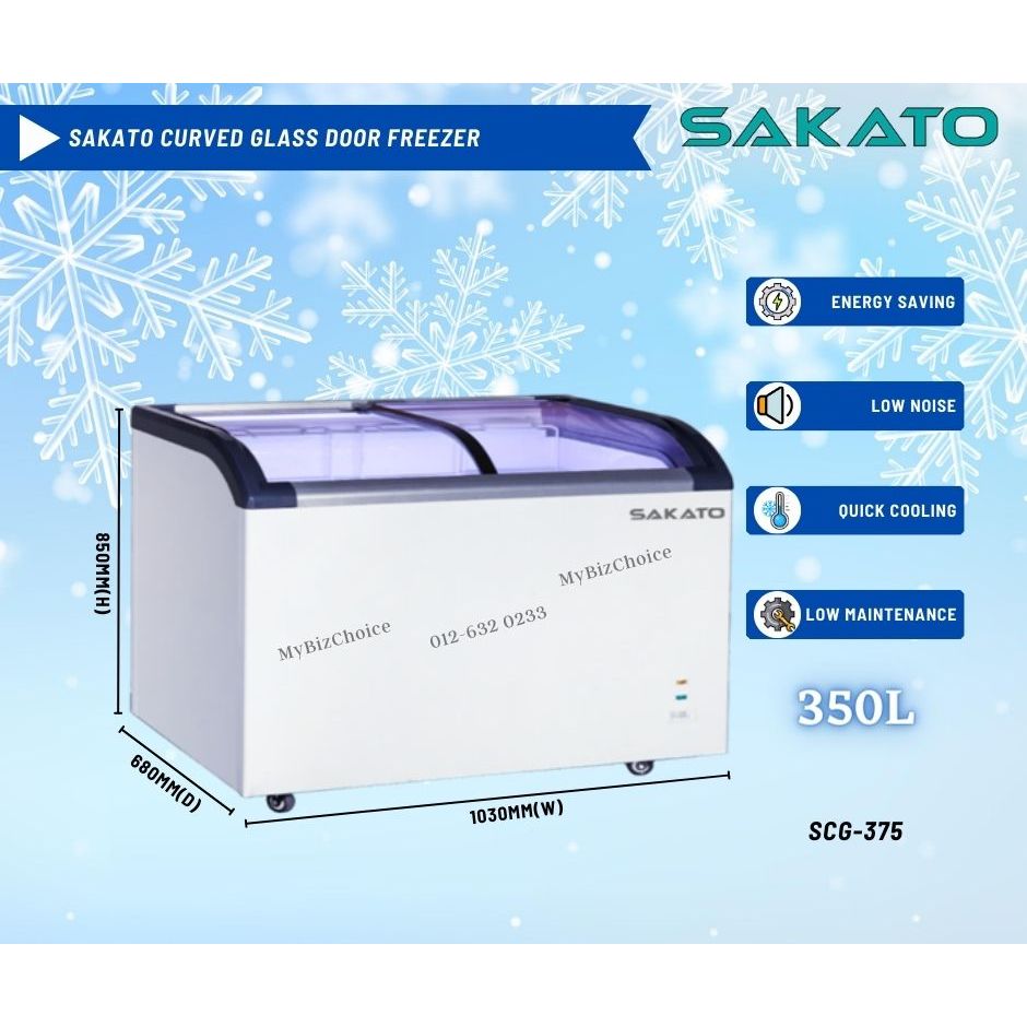 SAKATO Curved Glass Door Freezer [DELIVERY - KLANG VALLEY] - 350L ...