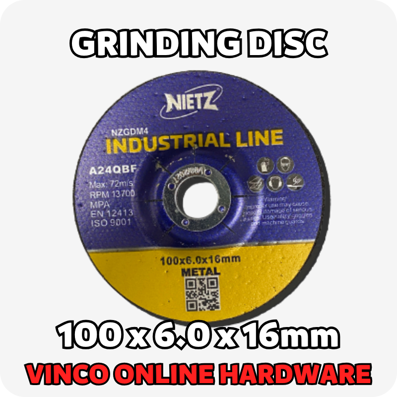 NIETZ 4" METAL GRINDING DISC 100MM X 6.0MM (TEBAL) x 16MM / MATA GOSOK ...