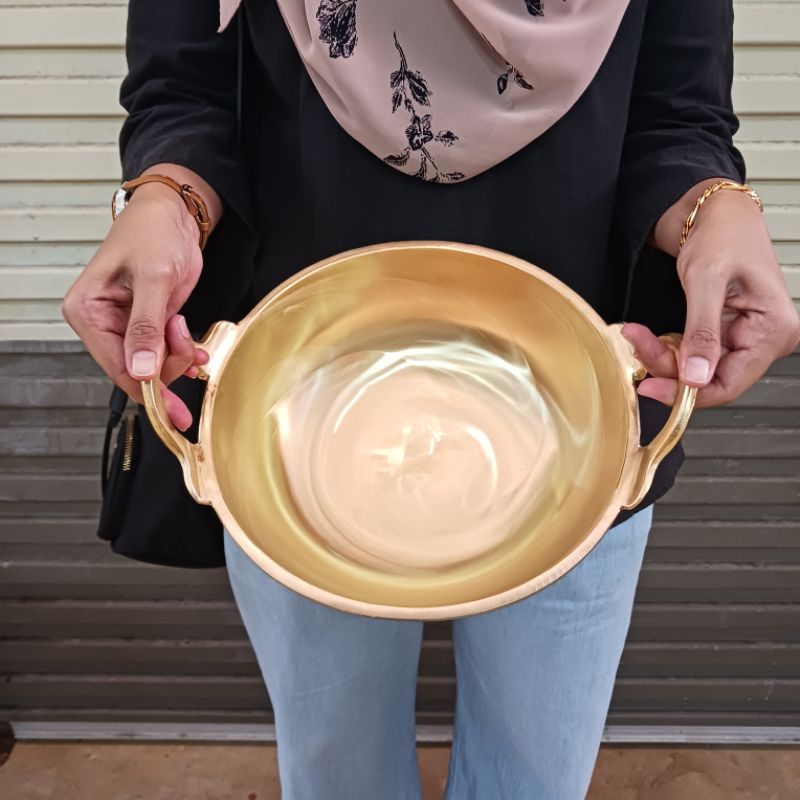 Promo kuali tembaga Terengganu klasik solid brass pot handmade 9.5 ...