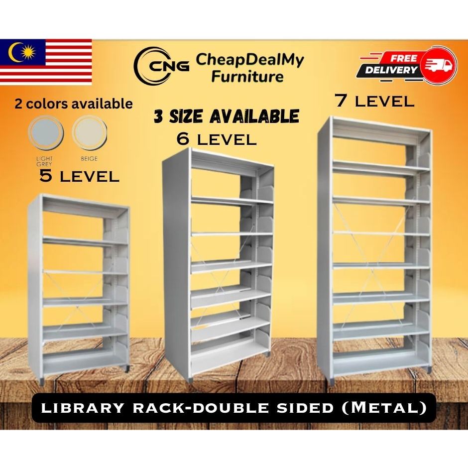 Cheap Deal double sided library rack 5 6 7 level ( With side panel ...