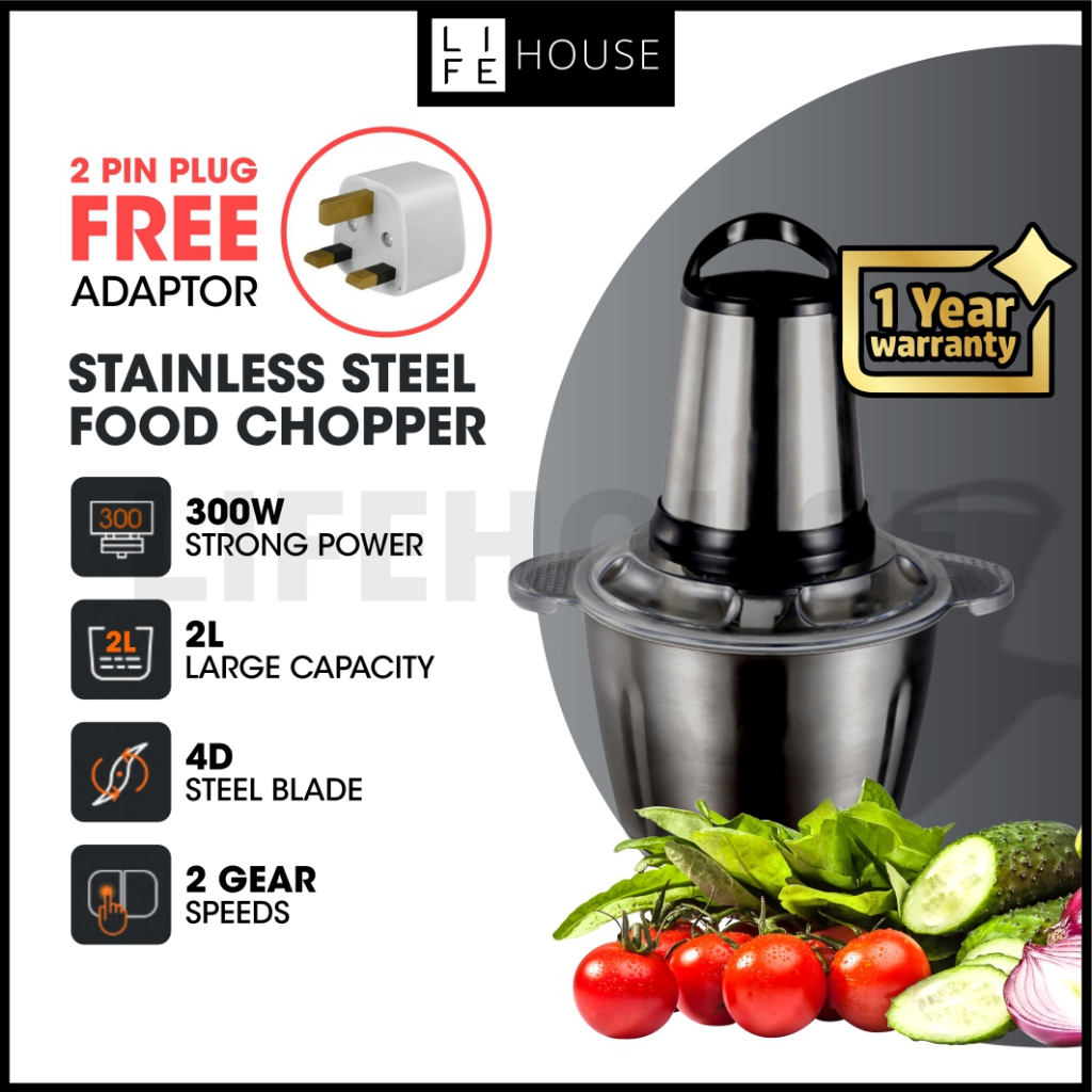 2L/3L Stainless Steel Food Processor Blender Electric Mixer Meat ...