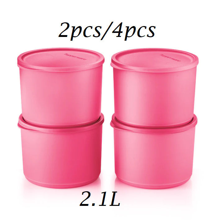 *2.1L pink 2pcs/4pcs*Tupperware Summer Fresh Round Medium 2.1L Pink ...