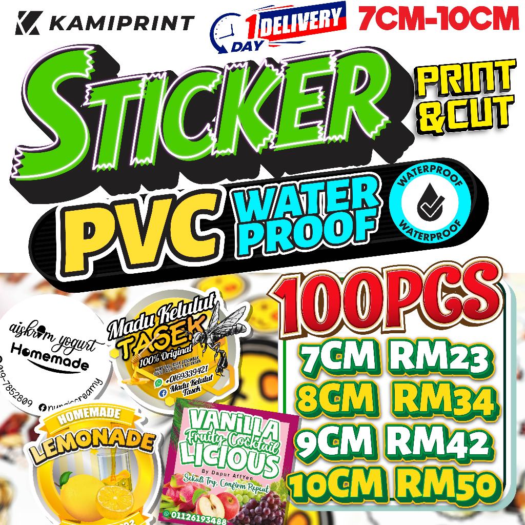 📢100PCS PVC STICKER KALIS AIR [ 7CM/8CM/9CM/10CM ] STICKER WATERPROF ...