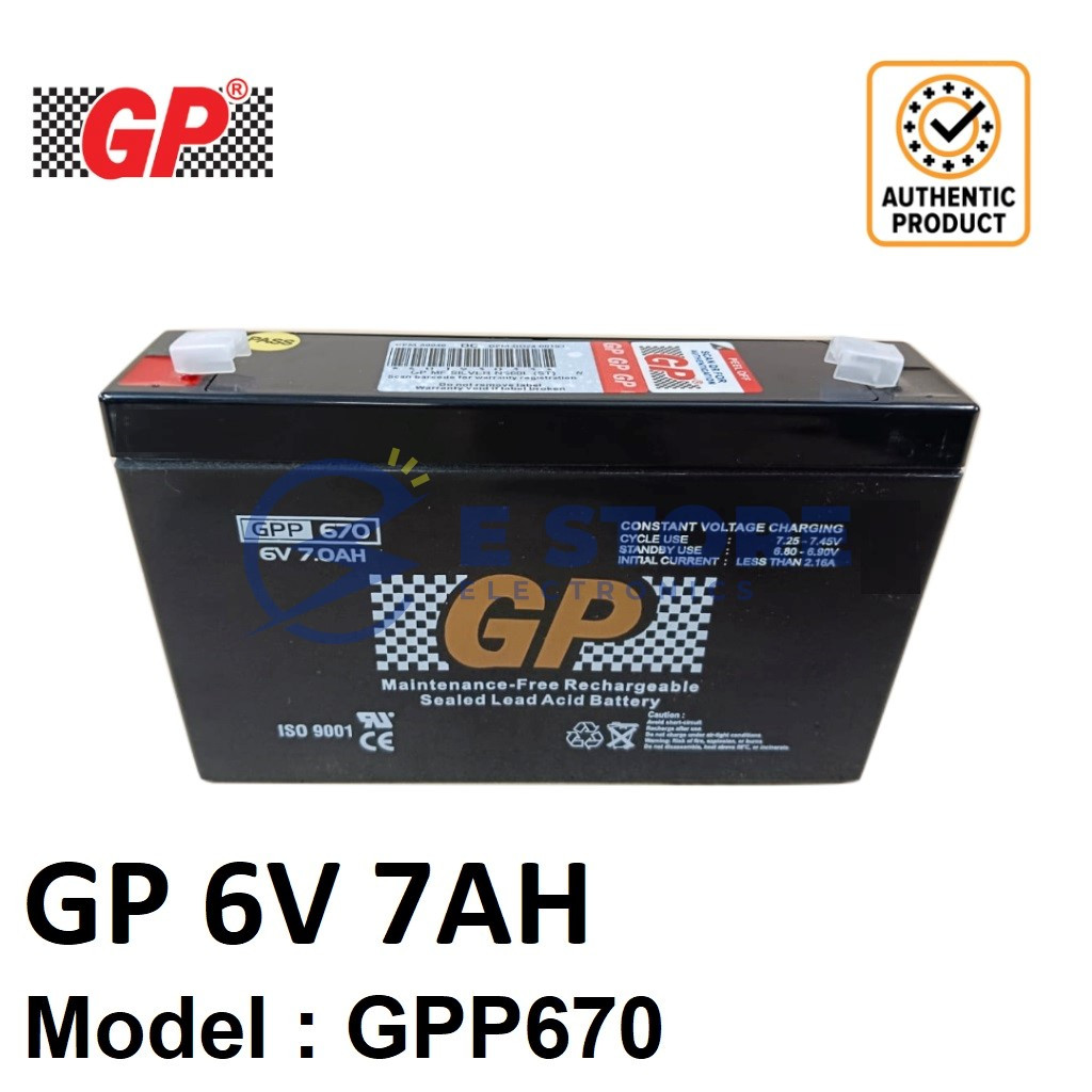 GENUINE GP 6V 7Ah Rechargeable Sealed Lead Acid Battery - GPP670 ...