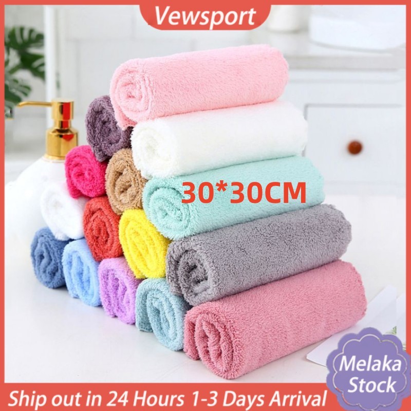 30*30CM Double-sided Coral Fleece Soft Towel Kitchen Cleaning Absorbent ...