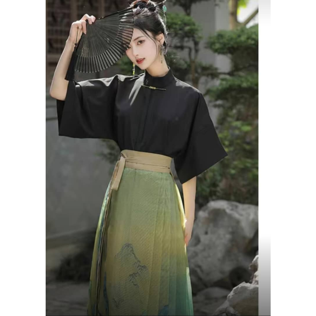 中國風配馬面裙改良漢服上衣新中式女裝Chinese Traditional Style improve Hanfu Blouse & Long ...