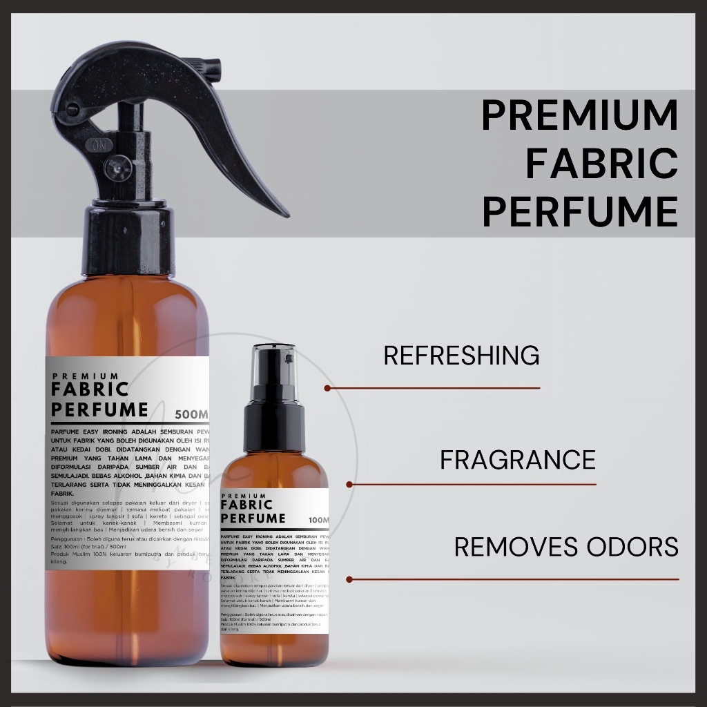 MN. MULTIPURPOSE PREMIUM FABRIC PERFUME SPRAY 100ml 500ml BORONG ...