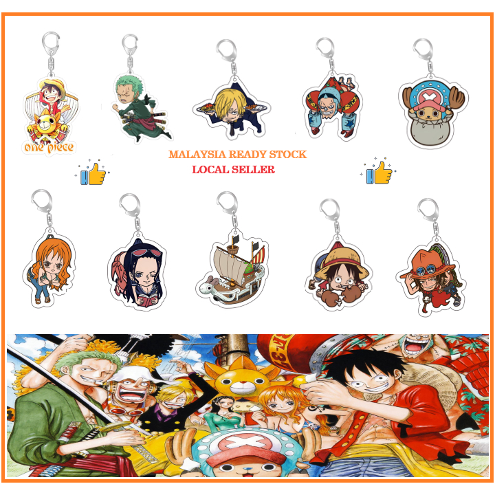 Anime Acrylic Keychain One Piece Monkey D. Luffy Sanji Nico Robin Nami ...