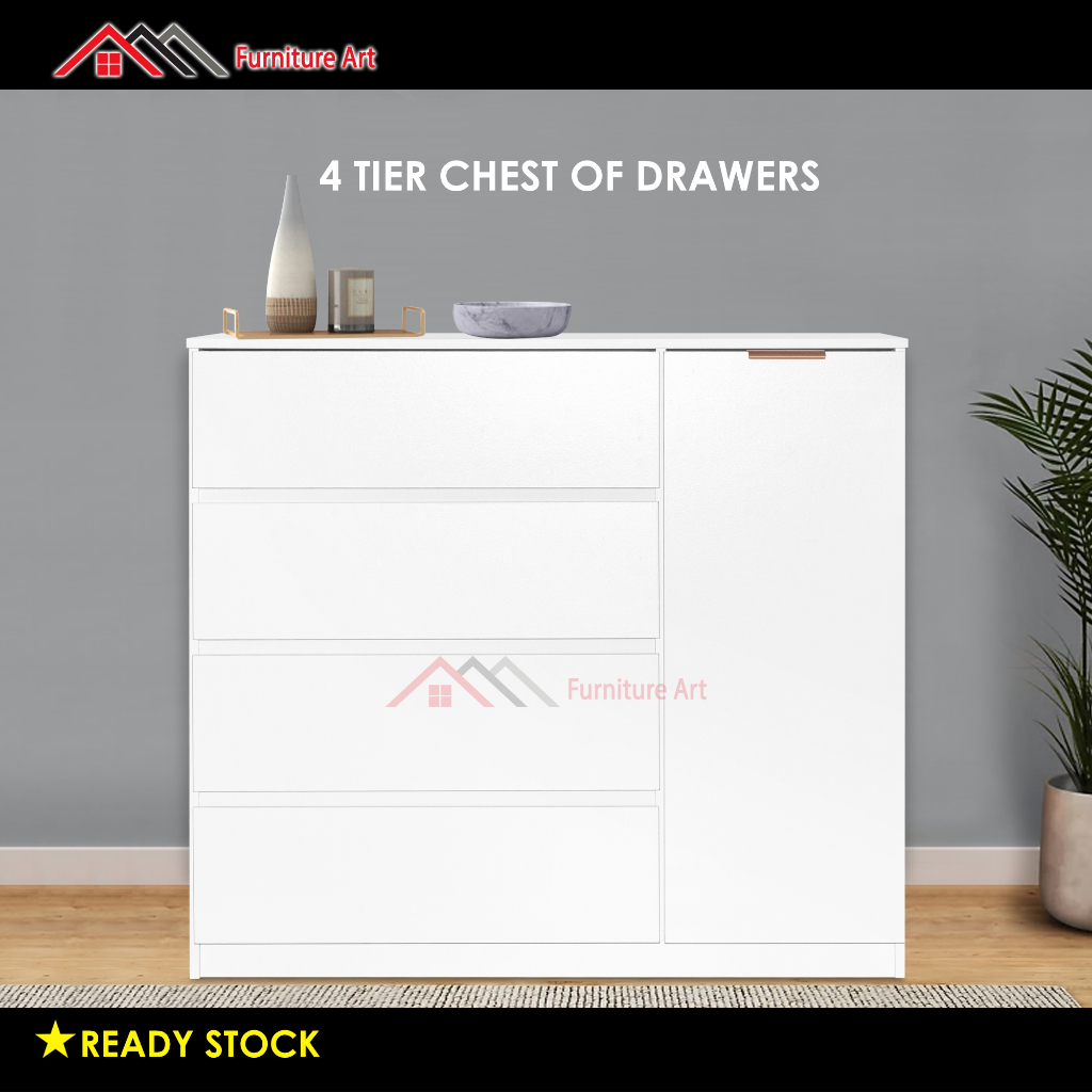 4 Tier Chest Drawer /Bedroom Furniture/Drawer Baju/Drawer Chest/Almari ...