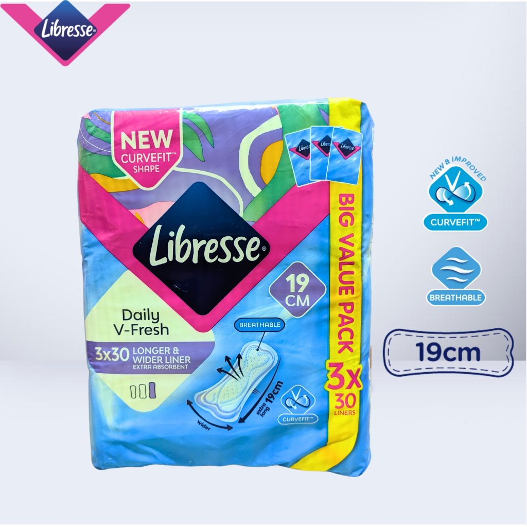 Libresse Longer & Wider Slim Panty Liner 19cm ( 3 x 30s ) | Shopee Malaysia