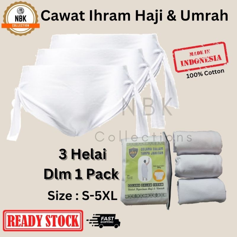 Cawat Ihram Lelaki Haji & Umrah, Tidak Berjahit (Harga untk 3 helai ...