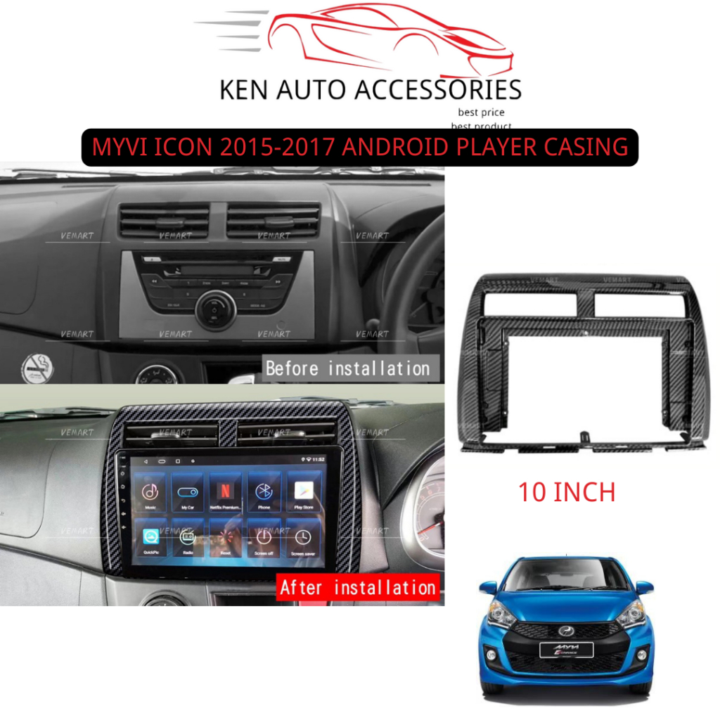 PERODUA MYVI ICON 2015-2017 ANDROID PLAYER CASING CARBON FIBER LOOK ...