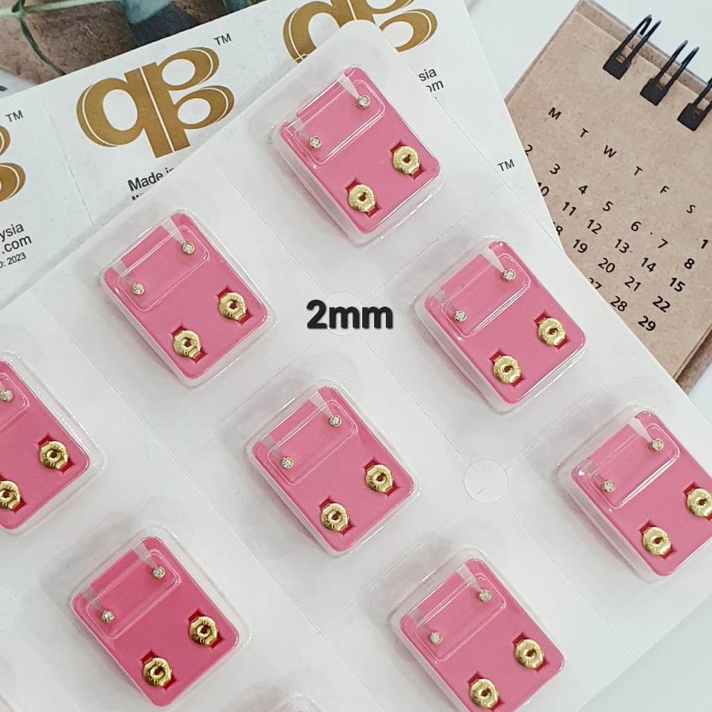 READY STOCK 】( 1 PAIR ) ( 2MM ) ( GOLD PLATED ) QPP Ear Piercing ...