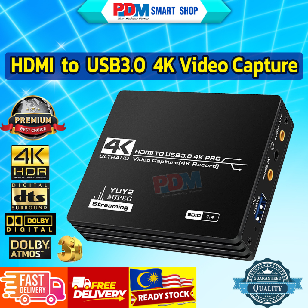 PDM Premium 4K HDMI to USB 3.0 Video Capture Card 1080P 60fps HD Video ...
