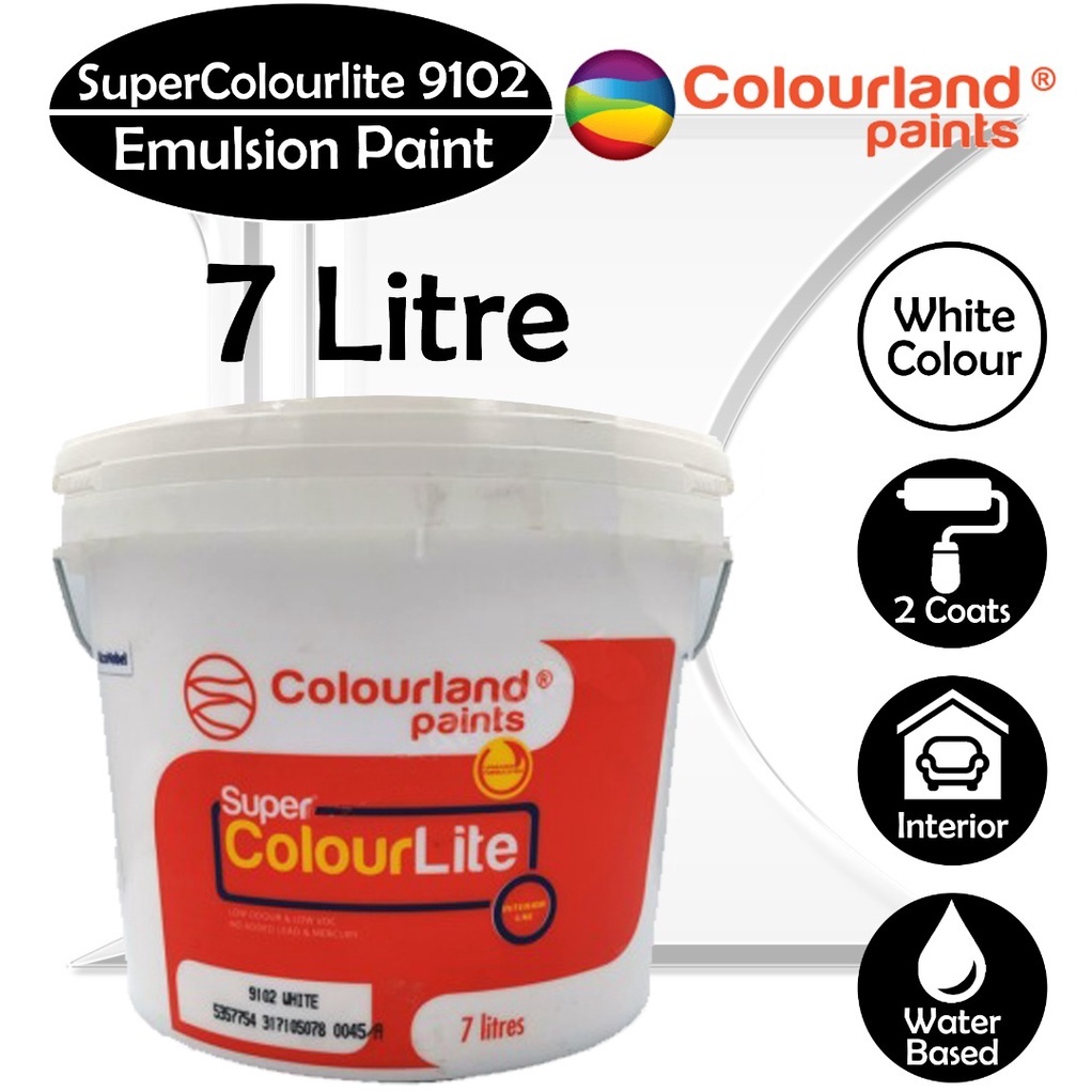 AkzoNobel Colourland Super White Colourlite 9102 7L Emulsion Paint ...