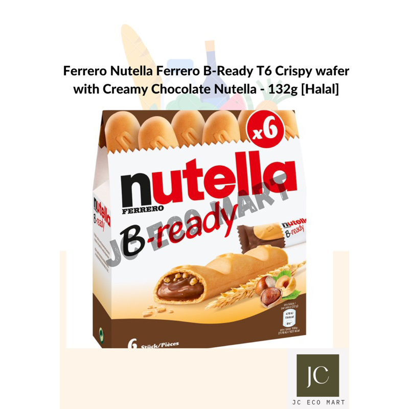 Ferrero Nutella Ferrero B-Ready T6 Crispy wafer with Creamy Chocolate ...
