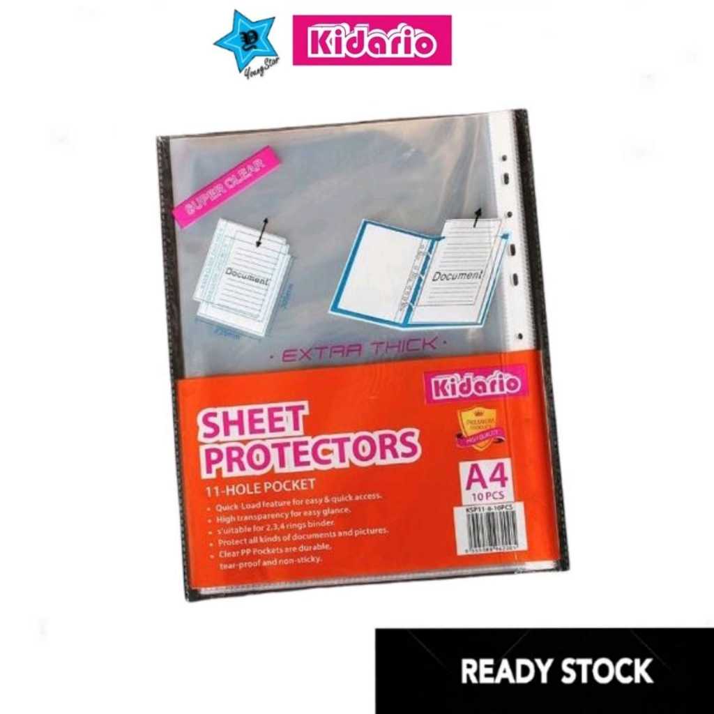 KIDARIO 0.8MM Sheet Protectors 11 Hole Pocket Extra Thick Super Clear ...