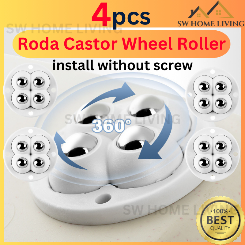 SW 4pcs Roda Universal Mini Roda Lekat Sendiri Self Adhesive Roda ...