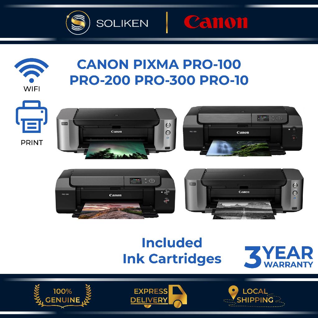 Canon PIXMA PRO-100 | PRO-10 | PRO-200 | PRO-300 Professional A3 + Inkjet Photo Printer (Wifi ...