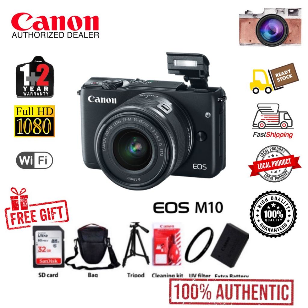 (Ready Stock) Canon EOS M10 kit 15-45mm IS STM Mirrorless system APS-C ...