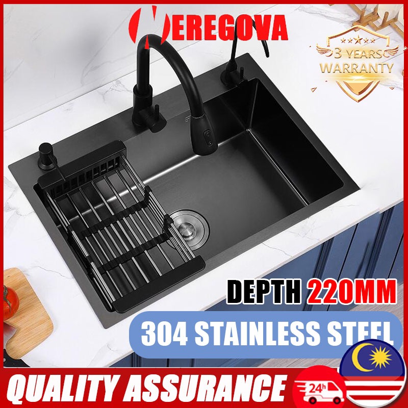 3 Years Warranty singki dapur/kitchen sink /nano sink 304 stainless ...
