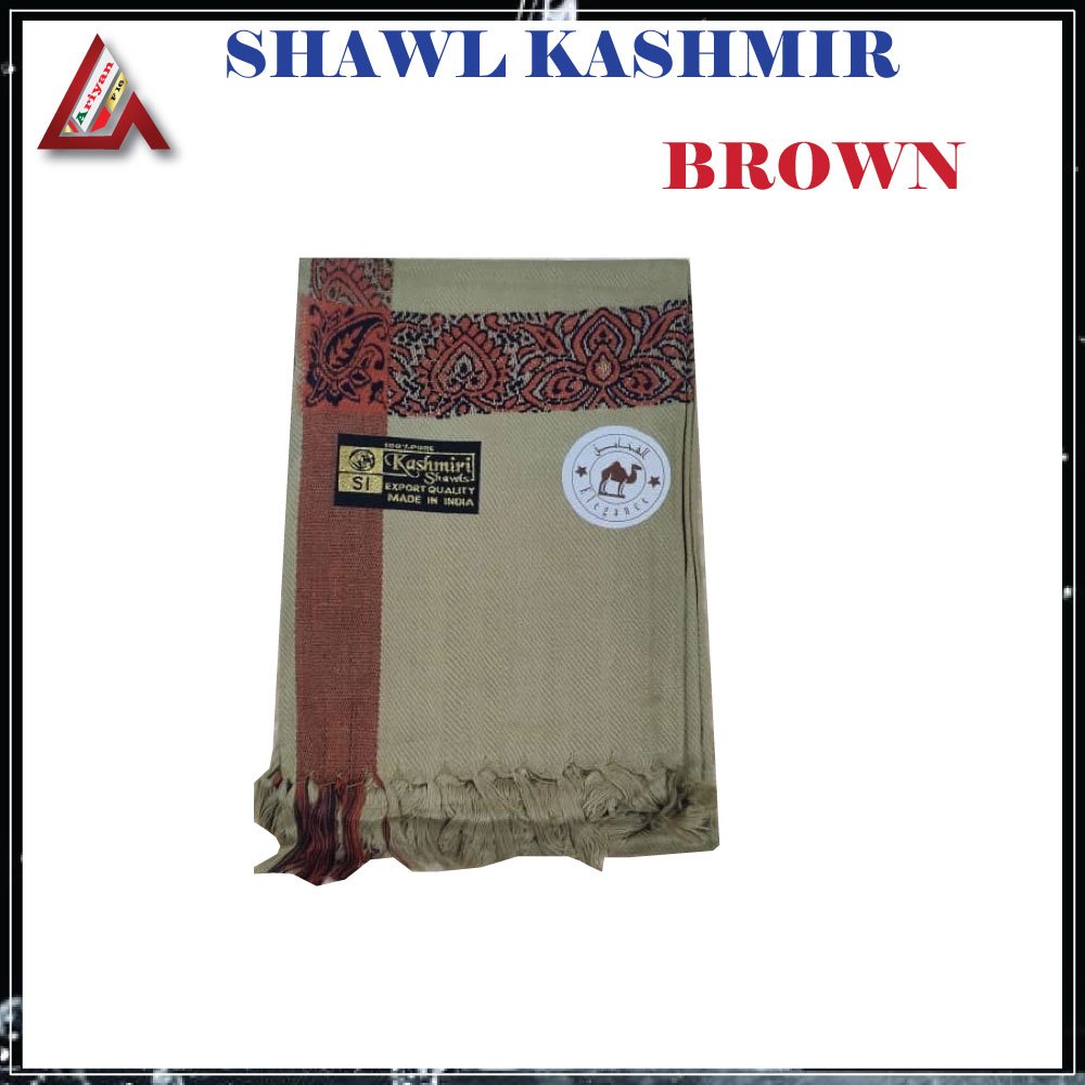 RIDA RIDAK KASHMIR KASHMIRI PURE SHAWL Scarves Selendang WARNA BROWN ...