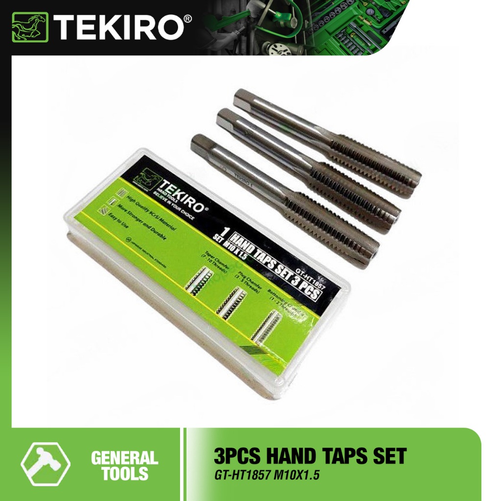 TEKIRO Hand Taps Set M10 x 1.5 (3 Pcs) GT-HT1855/GT-HT1856/GT-HT1857 ...