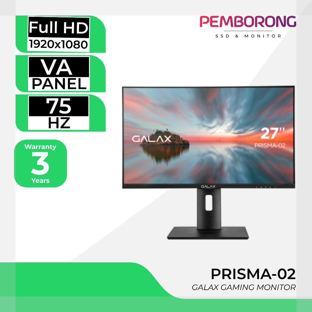 MONITOR GALAX LED GAMING FLAT 27" PRISMA-02 (VA-FHD-8MS-HDMI-DP-TYPEC-VESA-GS 75HZ) | Shopee ...
