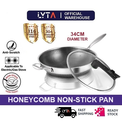 LYTA HOME Premium 316 304 Stainless Steel Nonstick Honeycomb Wok Pot ...