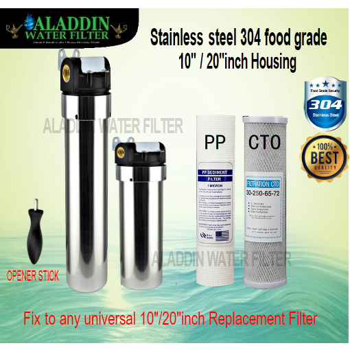 (PVC HEAD) 10"/20" STAINLESS STEEL WATER FILTER HOUSING PP/CTO ...
