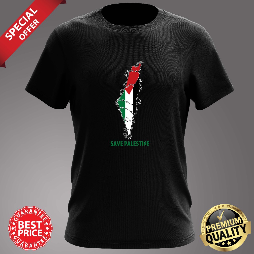 BAJU SAVE PALESTINE FREE GAZA DESIGN ROUND NECK T-SHIRT LENGAN PENDEK ...
