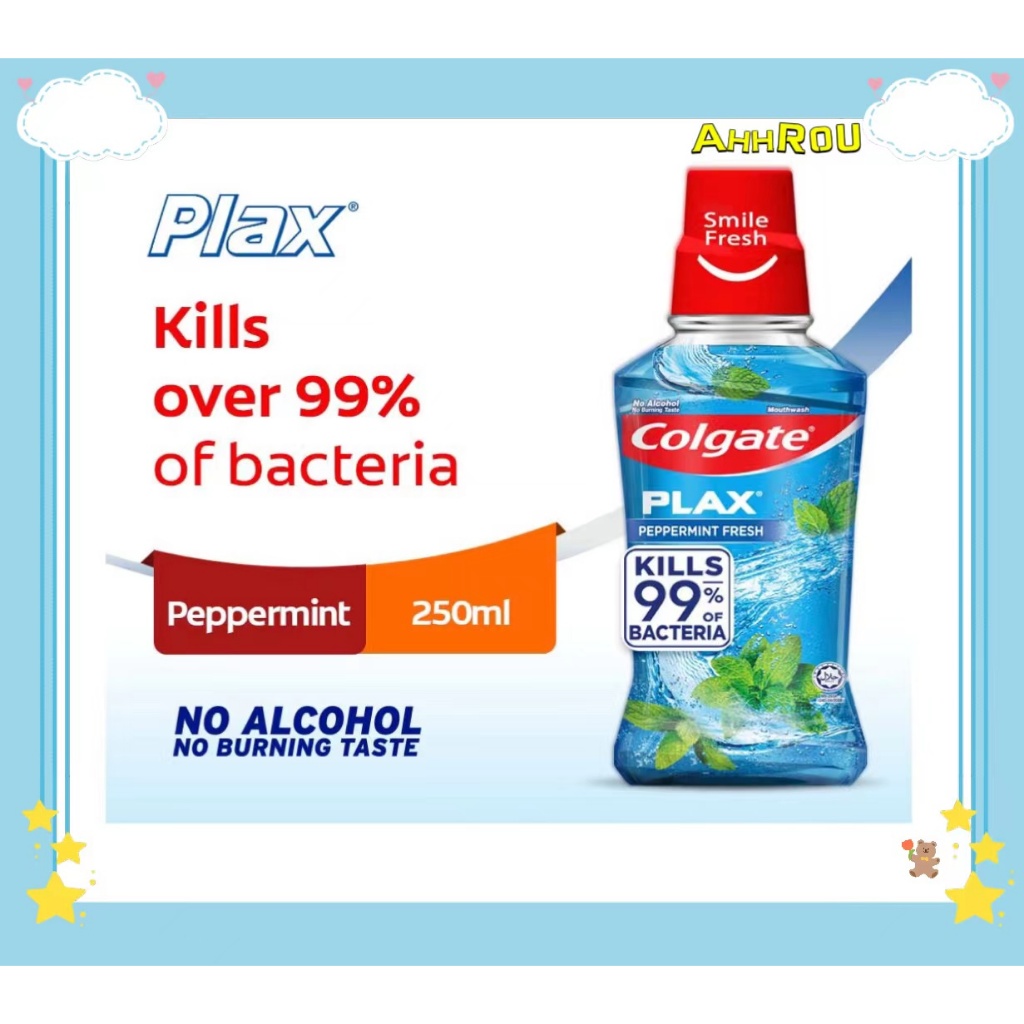Colgate Plax Peppermint Mouthwash Eliminates 99.9% Bacteria (250ml ...