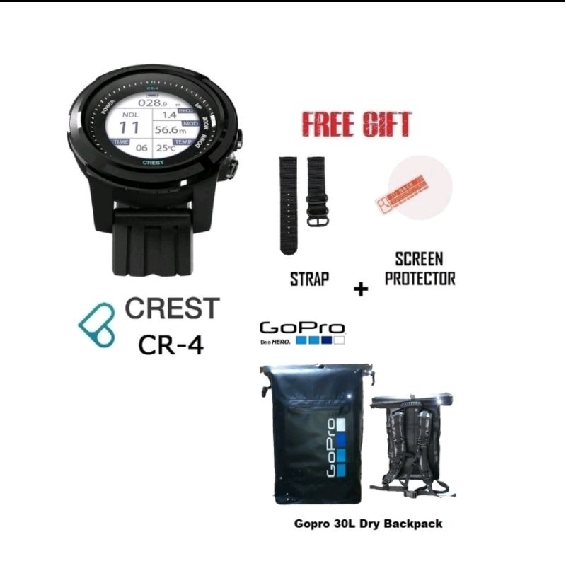 Crest CR 4 CR4 CR-4 Dive watch Dive Computer with GoPro 30L Dry Bag Backpack | Shopee Malaysia