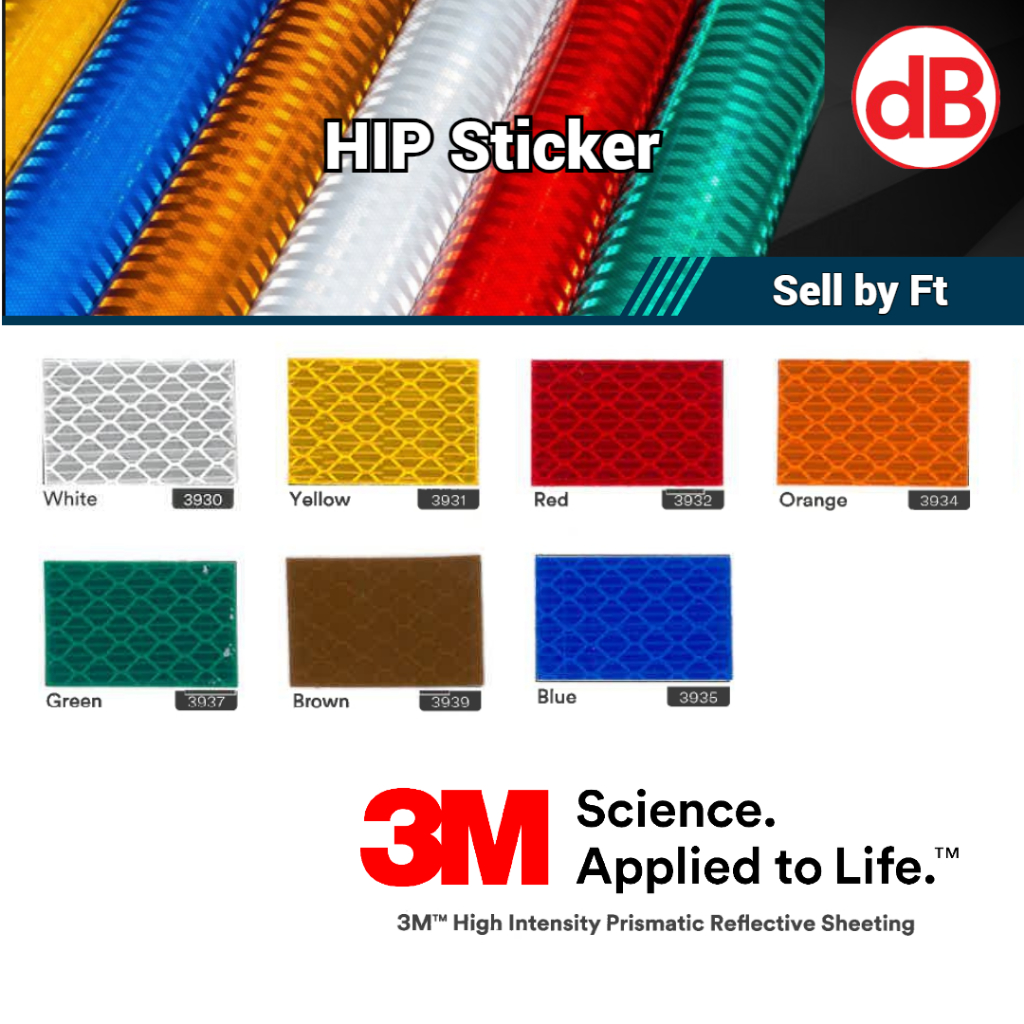 ( Ready Stock / FT ) 3M Original High Intensity Prismatic ( HIP ) Reflective Sheeting Sticker ...