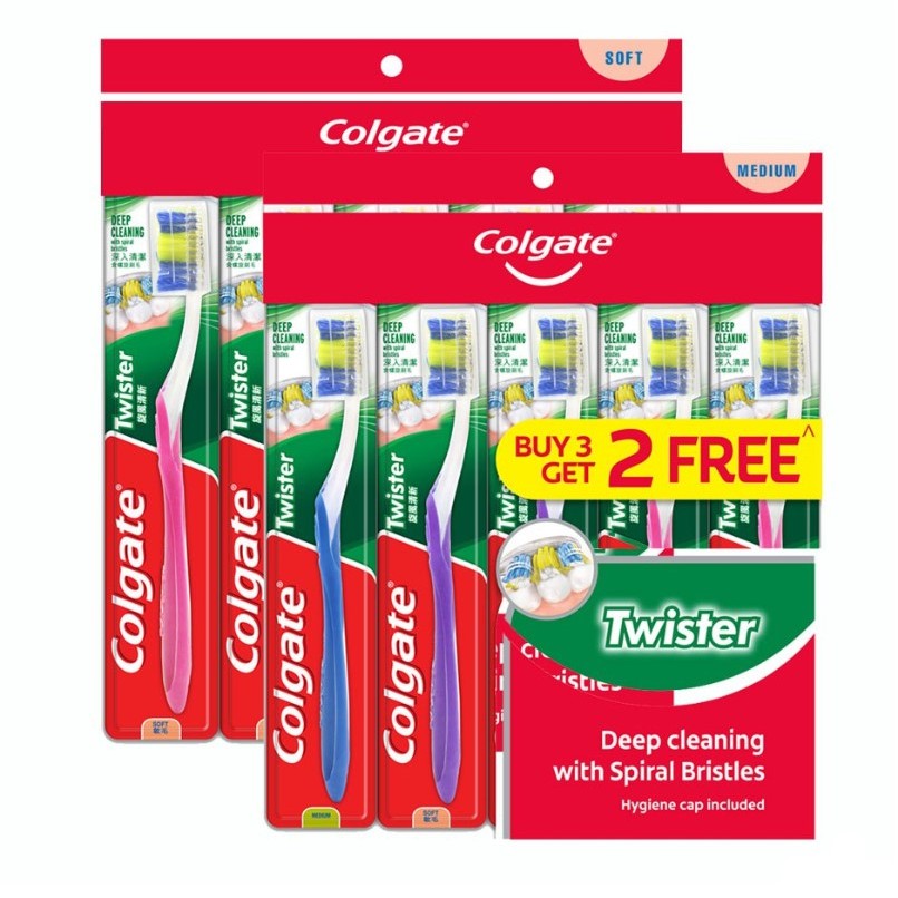 Colgate Twister Toothbrush Value pack 5s - Soft/Medium | Shopee Malaysia