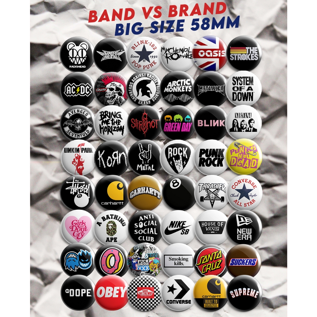 Big 58mm Button Badge Band VS Brand 2023 | Shopee Malaysia