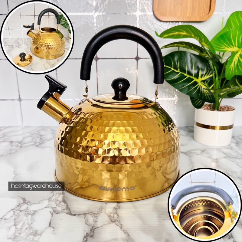 GOLDEN STAINLESS STEEL 🌹 3L Golden Wave Kettle (1pc) Giacomo Korean ...