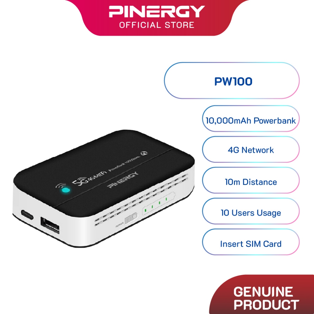 Pinergy PW100 10000mAh Power Bank 4G Pocket Wifi Wireless Router ...