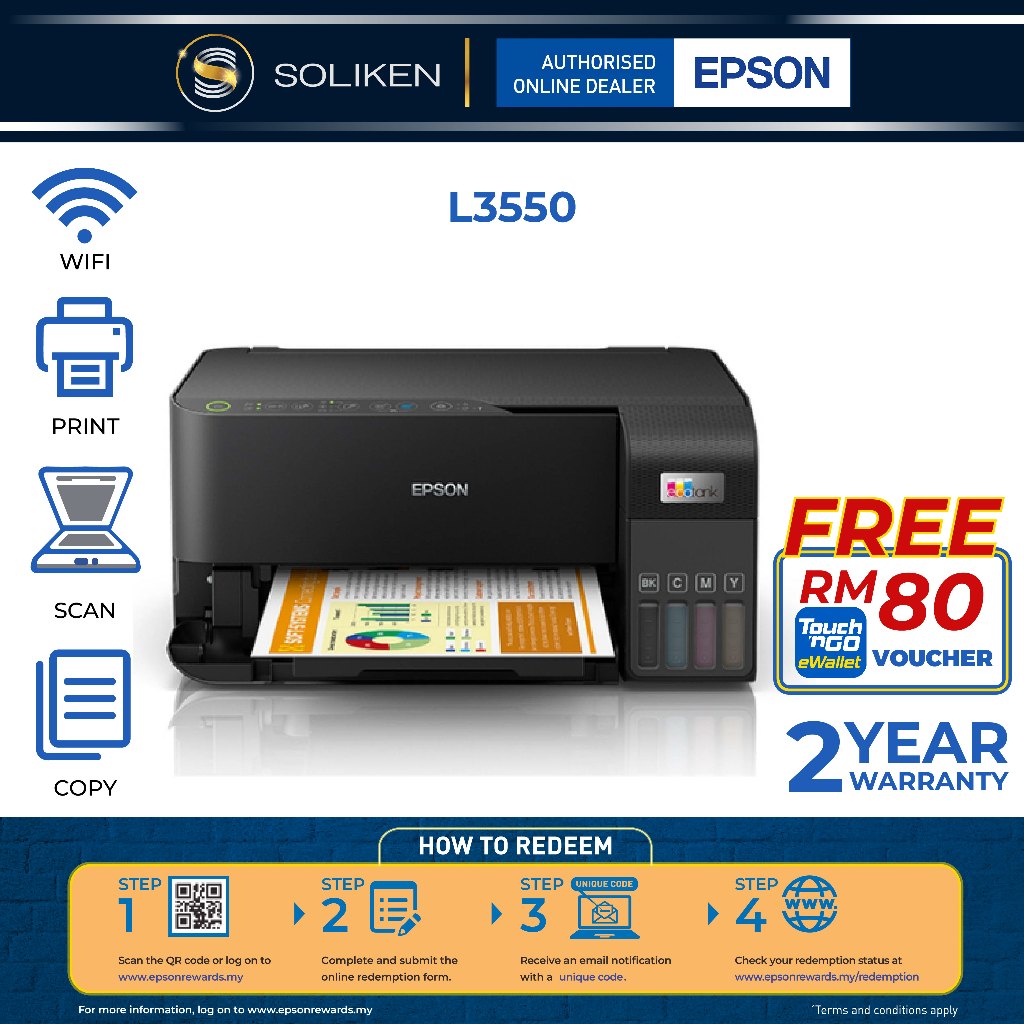 Epson EcoTank L3550 Wireless All-in-One Ink Tank A4 Printer | Shopee ...