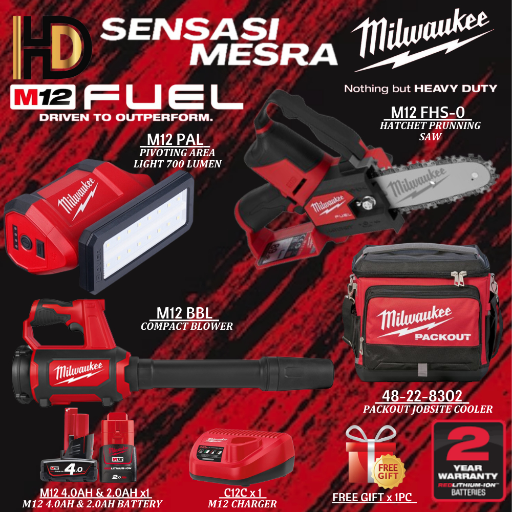 Milwaukee M12 SENSASI MESRA 4 IN 1 Combo Package ( M12 FHS + M12 BBL ...