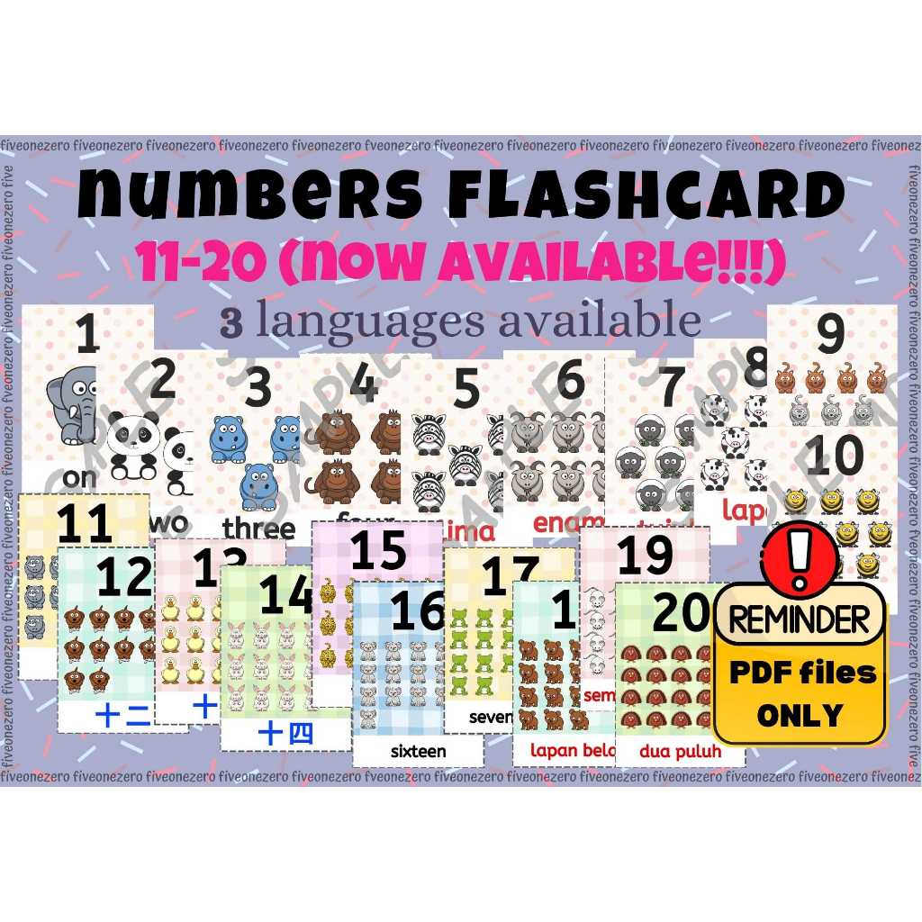 PDF Softcopy] Kad Imbas Nombor 1-20; Printable, number flashcards for ...