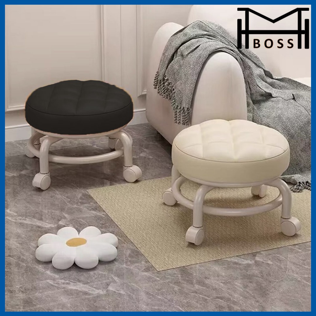 ROLLER STOOL SHORT CHAIR STOOL WITH WHEELS ROLLER SEAT STURDY STABLE ...
