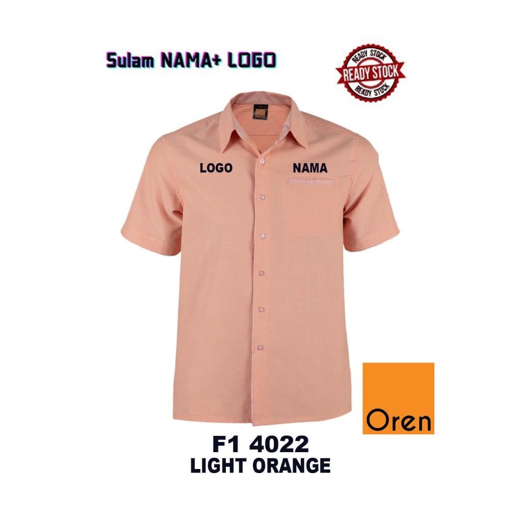 BAJU KORPORATE LIGHT ORANGE LENGAN PENDEK F1 4022 jenama oren sport ...
