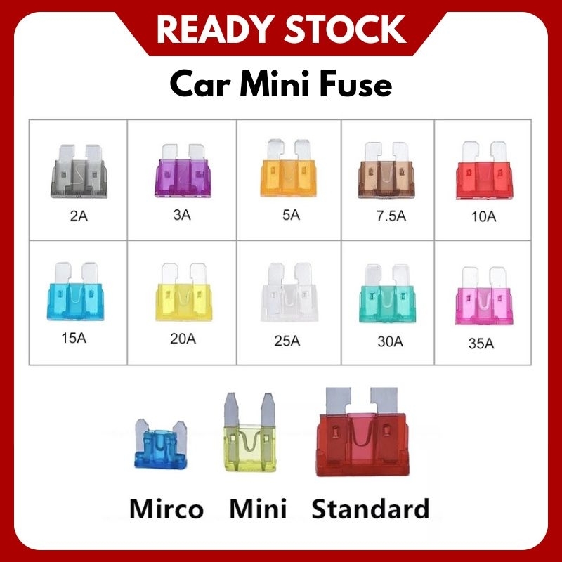 𝙍𝙚𝙖𝙙𝙮 𝙎𝙩𝙤𝙘𝙠👌Standard/Mini/Micro Fuse/Fius Kereta Motosikal Lori/Fuse Motorcycle Car Lorry 2A 5A ...