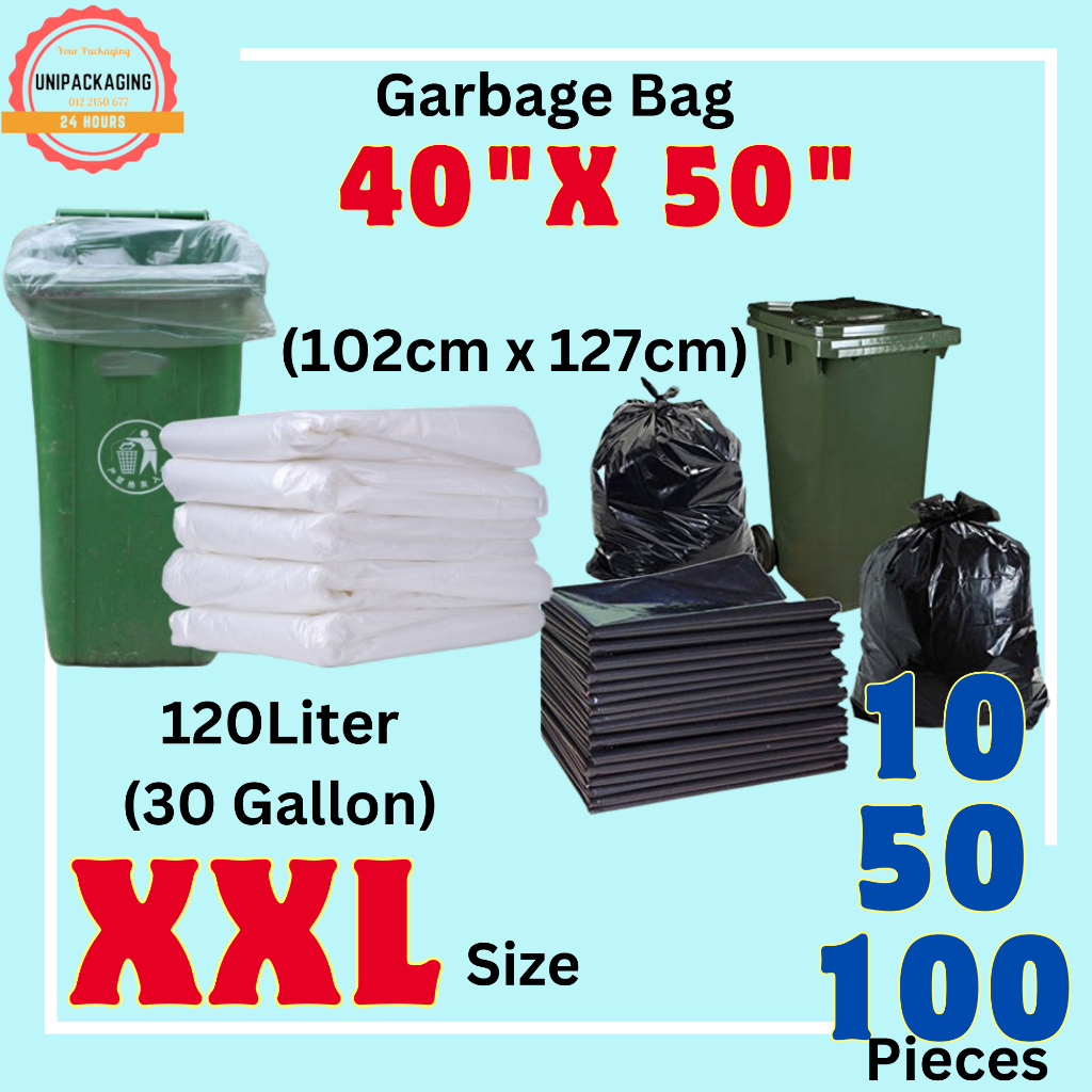 50/100PCS PLAIN 40" X 50" GARBAGE BAG / PLAIN PLASTIC / XXL / JUMBO BEG ...