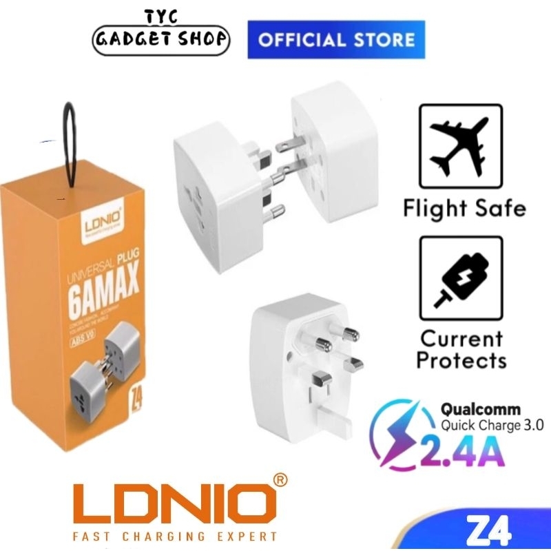 LDNIO Z4 Universal Plug Adapter With UK/EU/US/AU Pin & 2 Universal ...