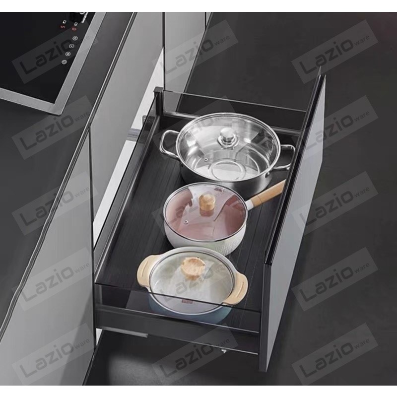 Three sides aluminium dark grey coated soft closing kitchen Cabinet ...