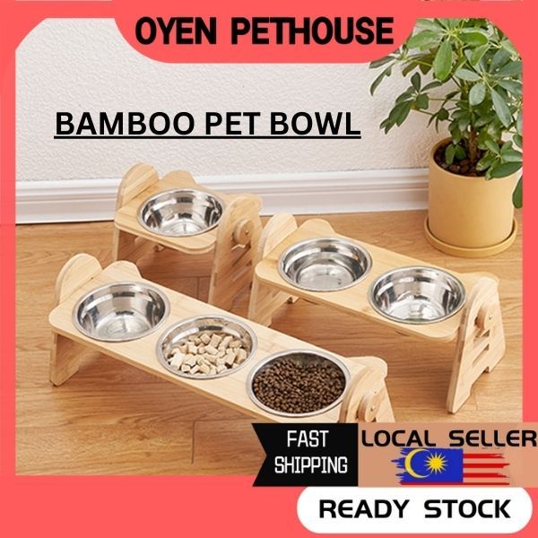 Bamboo Pet Iron Bowl Cat Food Water Feeder Iron Bowl Cats Dishes ...
